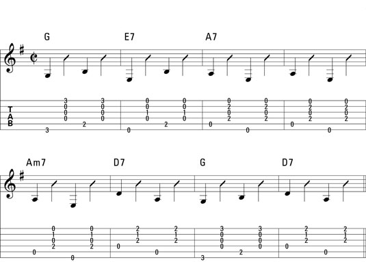 How to Use Pick-Strum Patterns to Add Variety to Blues Guitar - dummies