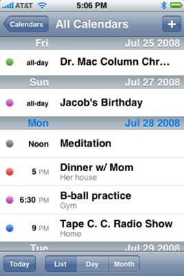 Calendar View Options on Your iPhone - dummies
