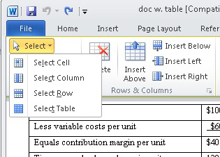 How to Work with Text in a Word 2010 Table - dummies