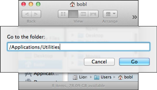 Using the Go Menu in the Mac OS X Lion Finder - dummies