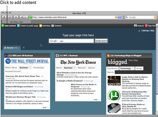 How to Set Up a Netvibes Homepage for Online Marketing - dummies