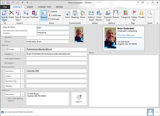 How to Add Pictures to Your Outlook 2013 Contacts - dummies