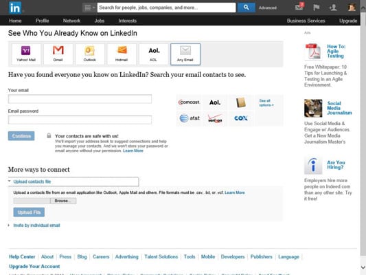 How to Import Contacts from Outlook into LinkedIn - dummies
