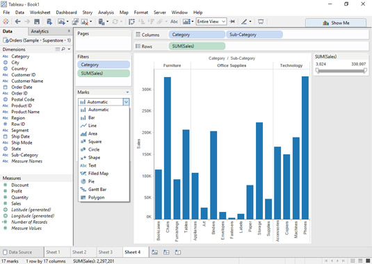 How to Use the Marks Card in Tableau - dummies