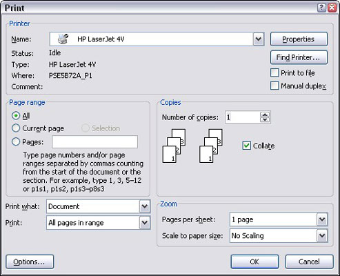 How to Select a Printer in Word 2007 - dummies
