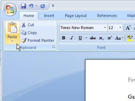 How to Copy and Paste Text in Word 2007 - dummies