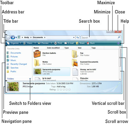 A Typical Window in Windows Vista - dummies