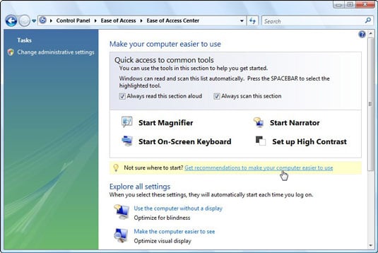 Modify Windows Vista for the Physically Challenged - dummies