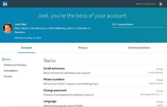 Using the Settings & Privacy Page as a LinkedIn Command Console - dummies